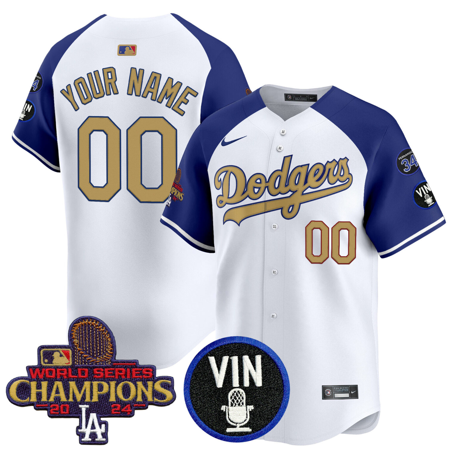 Dodgers 2024 Vin Scully & #34 Fernando Patch Gold Vapor Premier Limited ...